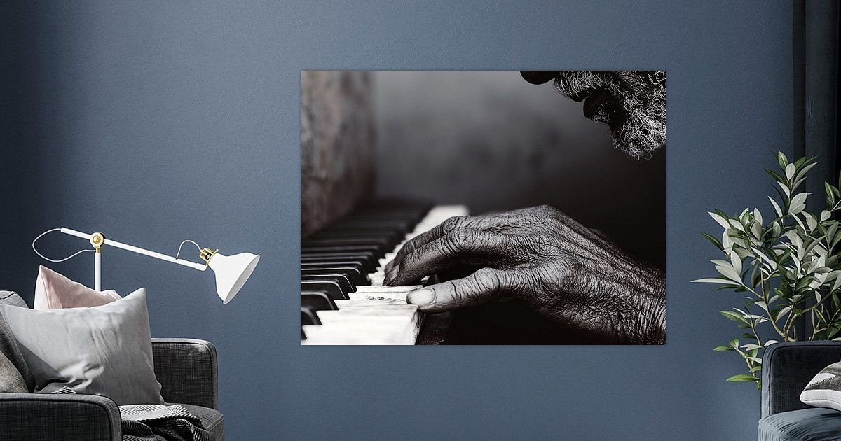 The Last Chords of a Life | Old Hands on a Worn Piano by KRAB on canvas ...