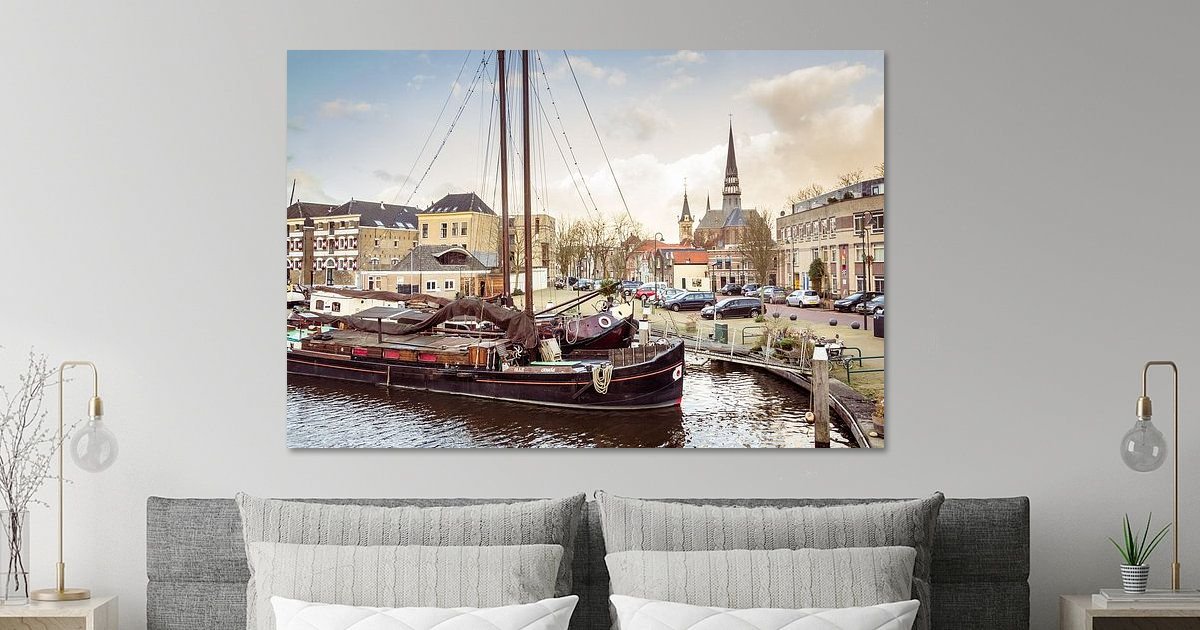 Museumhaven van Gouda van Hilda Weges op canvas, behang en meer
