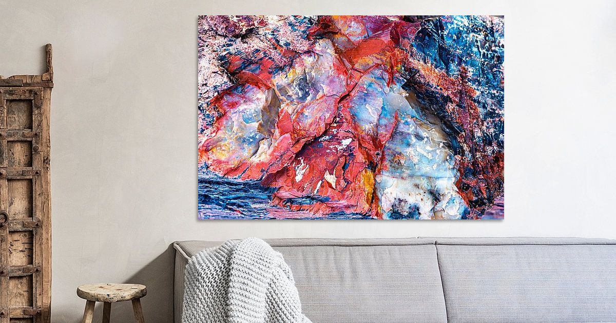 Kleurrijke verstening van Dieter Walther op canvas, behang en meer