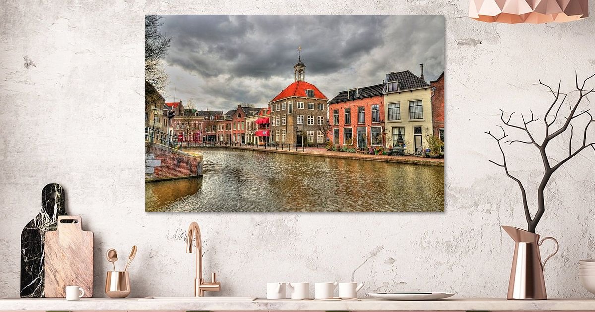 Zakkendragershuisje van Hans Kool op canvas, behang en meer