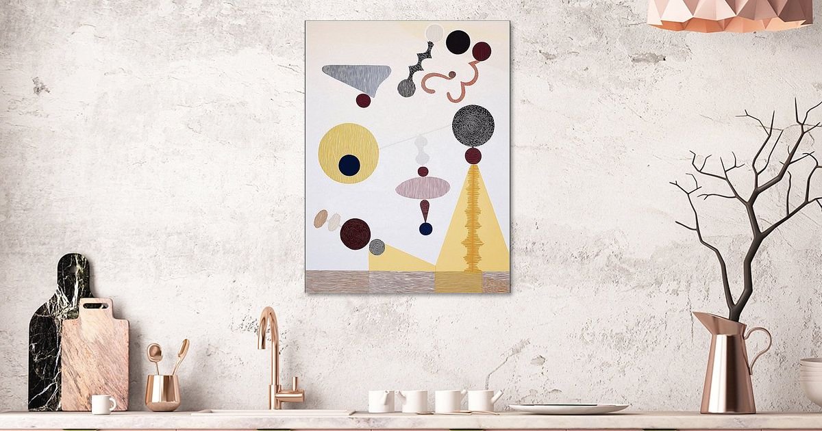 Miró Meets Kandinsky_14 van Artclaud op canvas, behang en meer