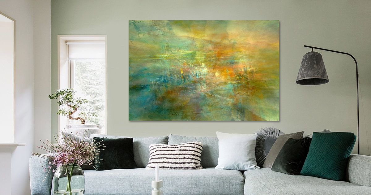 Badend in het zonlicht van Annette Schmucker op canvas, behang en meer
