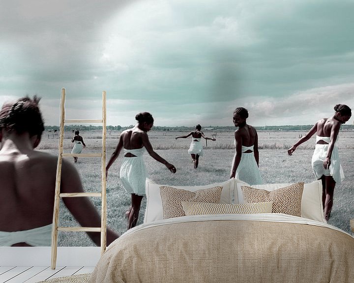 Lente vrouw van Kim Verhoef op canvas, behang en meer