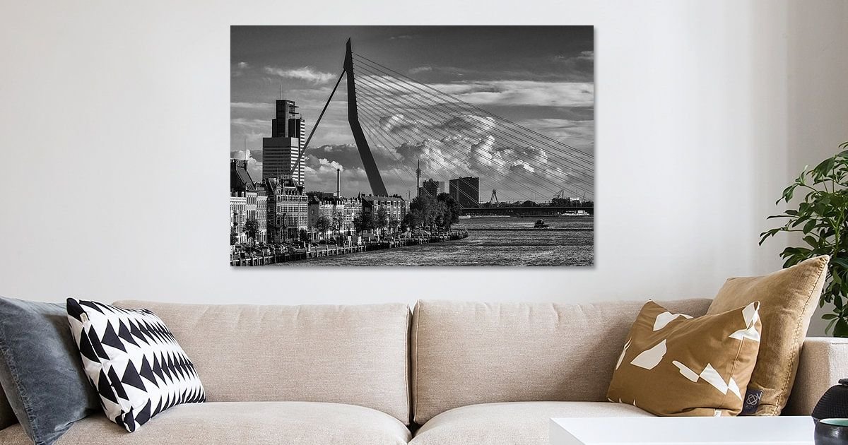 Erasmusbrug & Noordereiland in Rotterdam | Zwart-Wit van Mark De Rooij ...
