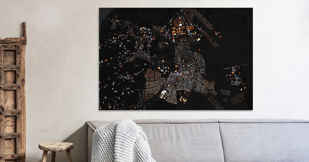 Kaart van Ermelo abstract van Maps Are Art op canvas, behang en meer