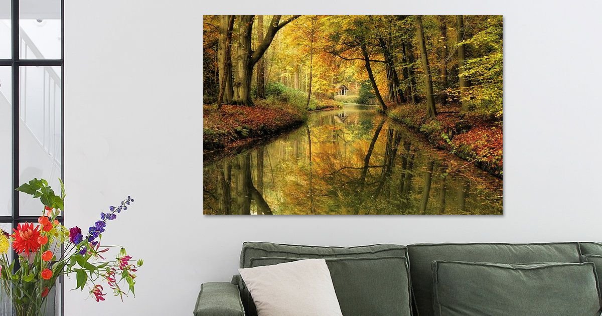 Sprookjesachtig herfst bos. van Bob Bleeker op canvas, behang en meer