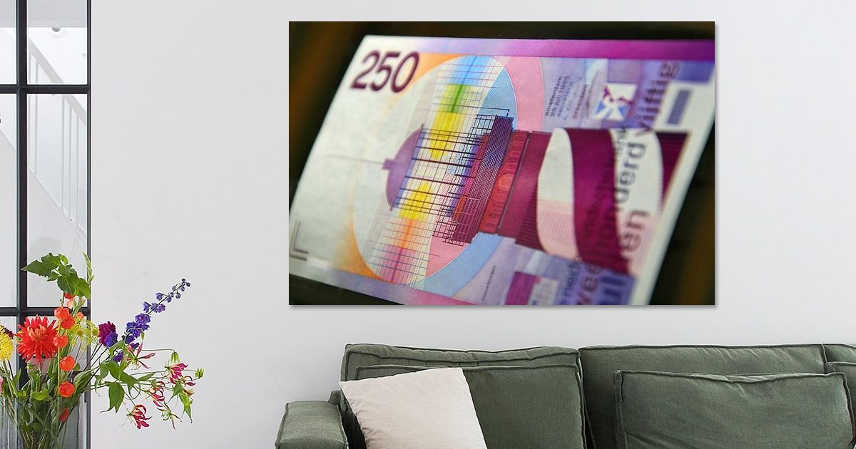 250 gulden biljet - 250 gulden bankbiljet van Wim Goedhart op canvas ...