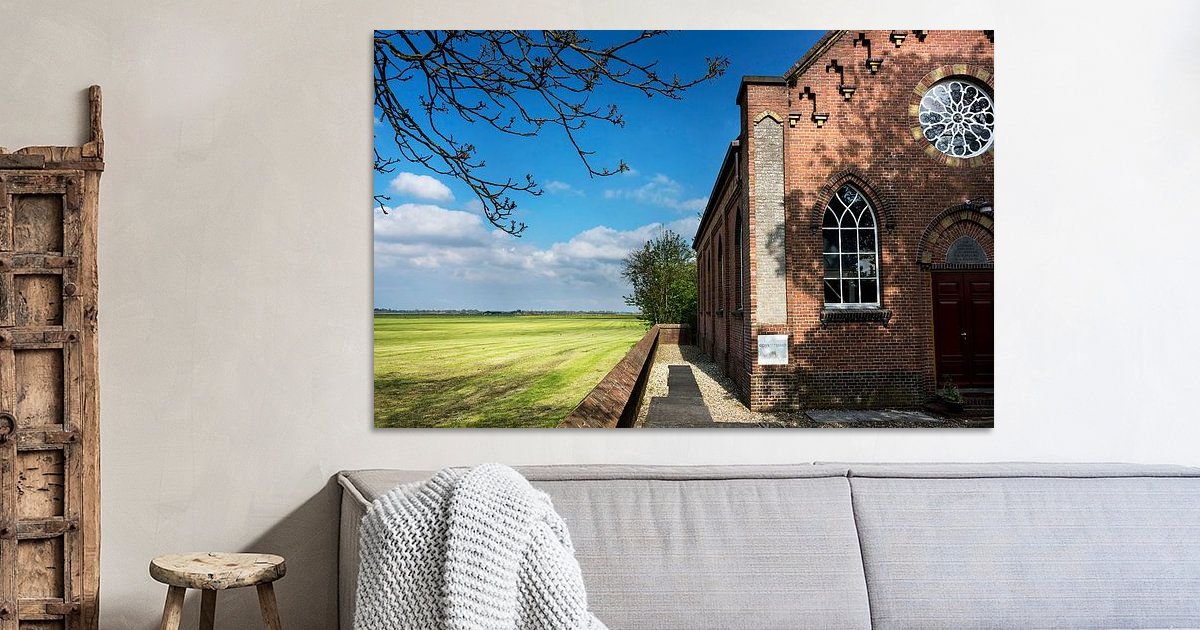 Kerk van Rottum in het Groninger landschap van Bo Scheeringa ...