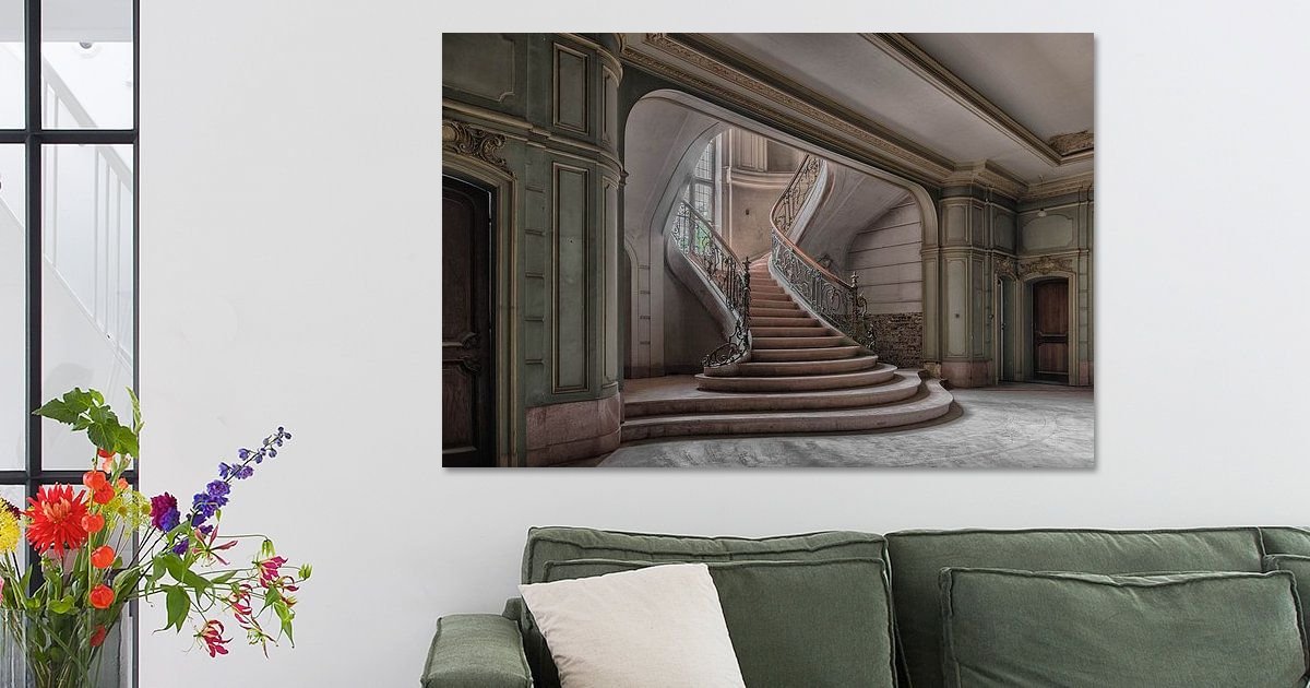Stairs & Light van Guy Bostijn op canvas, behang en meer