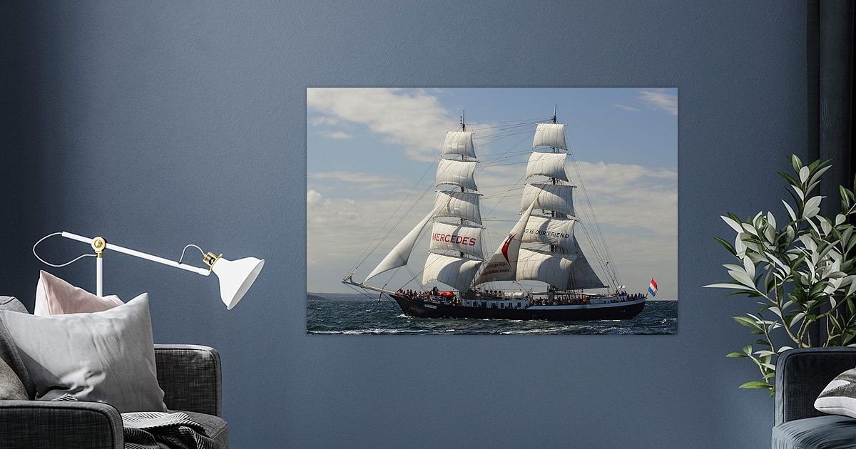 Brig Mercedes van Ingo Rasch op canvas, behang en meer