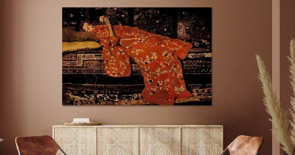 George Hendrik Breitner. Mädchen im roten Kimono ArtFrame, Leinwand ...
