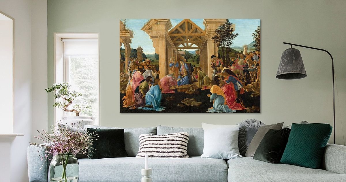 Sandro Botticelli - De aanbidding van de Koningen op canvas, behang ...