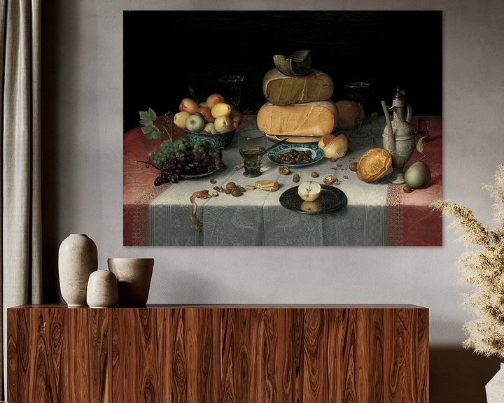 Stilleven met kazen, Floris Claesz. van Dijck op canvas, behang, poster ...
