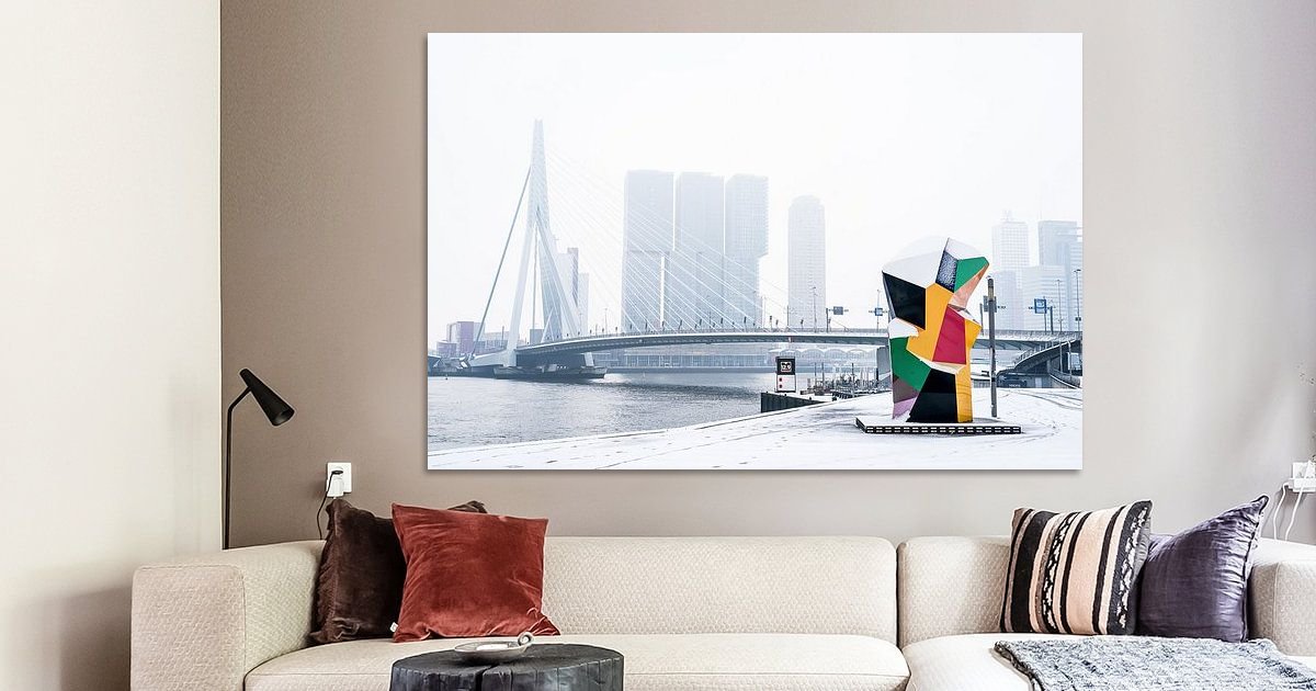 Skyline Rotterdam - Marathonbeeld van Francisca Snel op canvas, behang ...