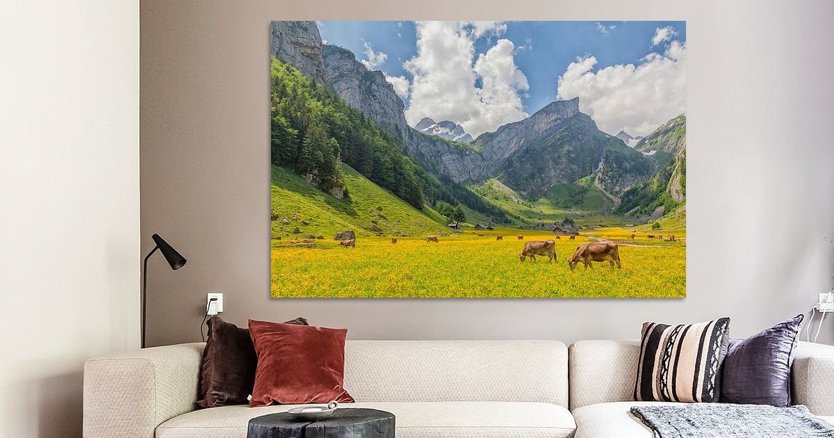 Alpenweide bij Seealpsee van Cor de Bruijn Photography op canvas ...