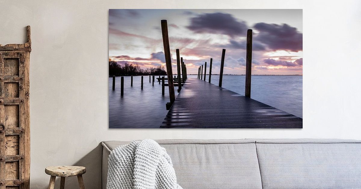 Steiger Westeinderplassen Aalsmeer van Dutch Creator op canvas, behang ...