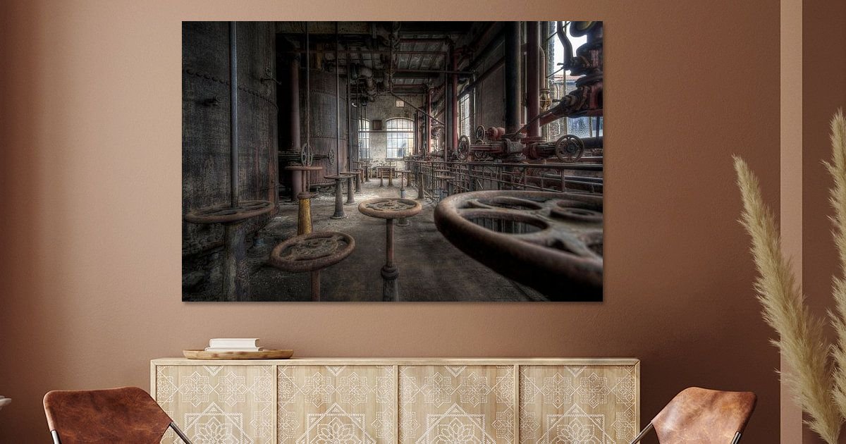 Steampunk factory van Steve Mestdagh op canvas, behang en meer