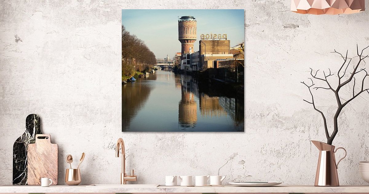 The Water Tower at the Heuveloord in Utrecht and its reflection by ...
