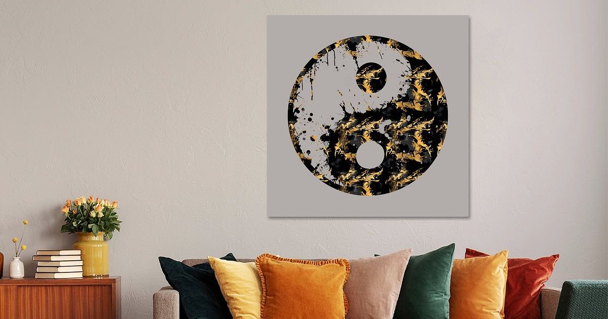 Abstraktes YIN UND YANG Taijitu Symbol von Melanie Viola auf ArtFrame ...