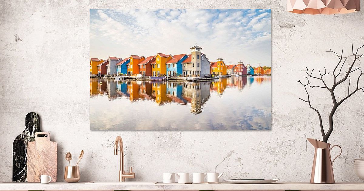 Stadsgezicht Reitdiep Groningen, Nederland van Hilda Weges op canvas ...