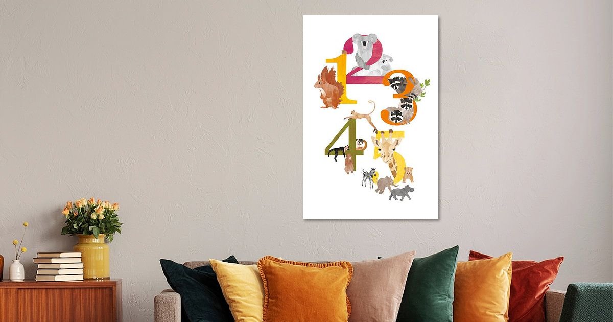 Educational cipher poster animals by Karin van der Vegt on canvas ...