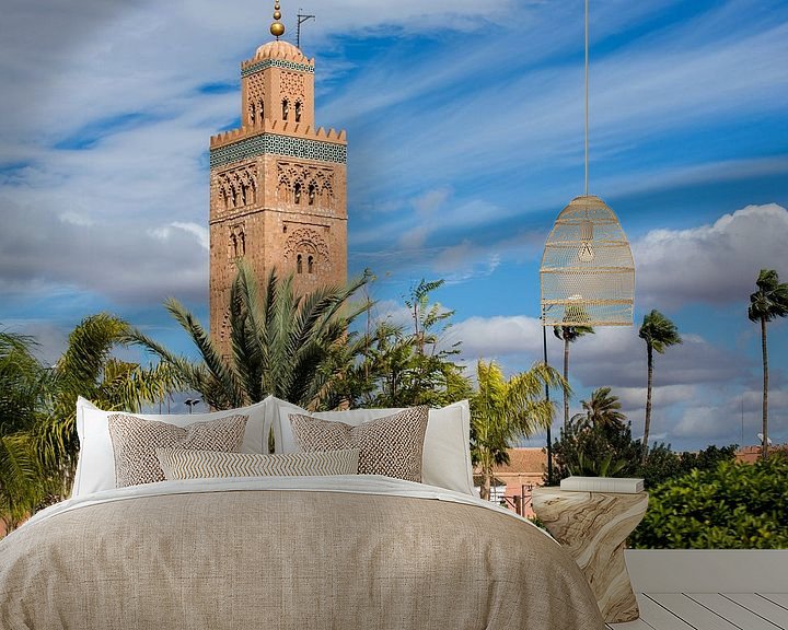 Marrakesh Koutoubia-moskee van marco de Jonge op canvas, behang en meer