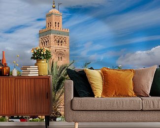 Marrakesh Koutoubia-moskee van marco de Jonge op canvas, behang en meer
