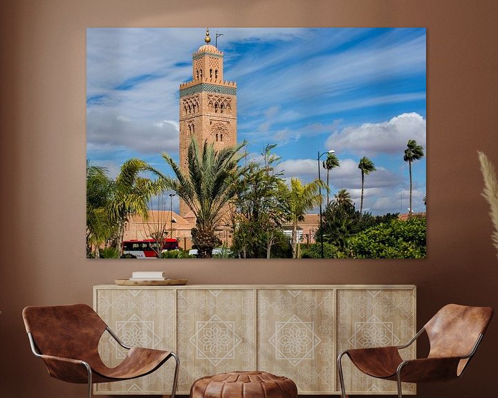 Marrakesh Koutoubia-moskee van marco de Jonge op canvas, behang en meer