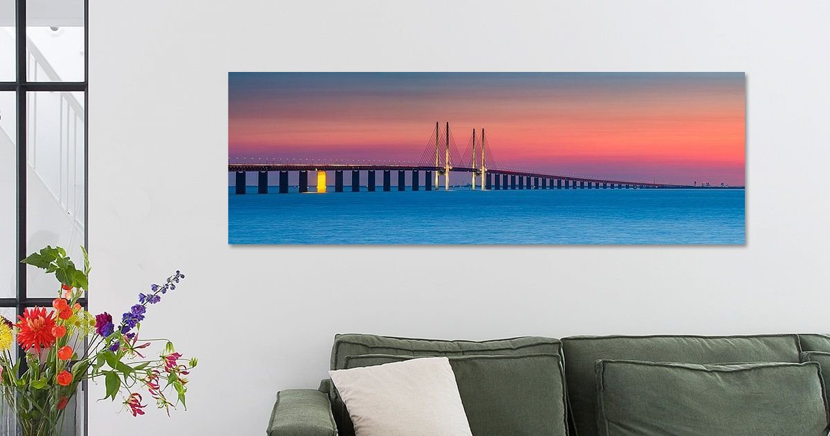 Panorama and sunset at the Oresund Bridge, Malmö, Sweden by Henk Meijer ...
