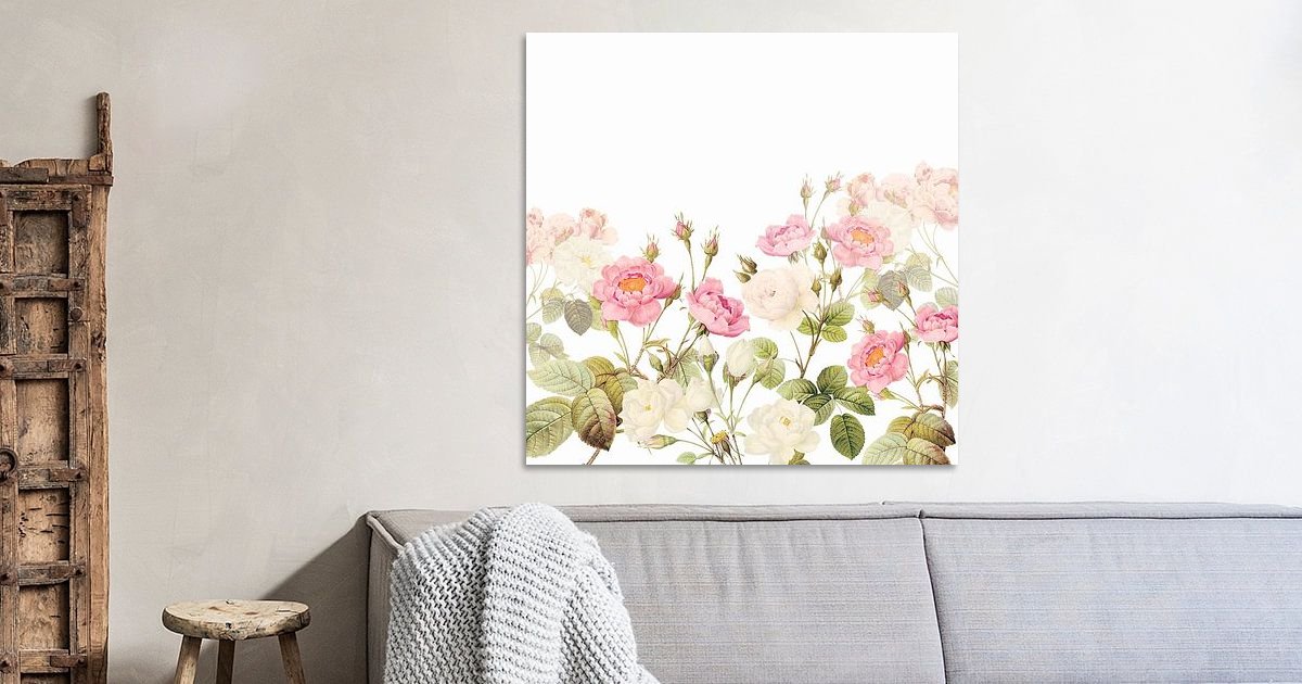 Vintage - Oude Roze Engelse Rozen van Floral Abstractions op canvas ...