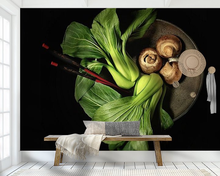 Stilleven baby paksoi van Monique van Velzen op canvas, behang en meer