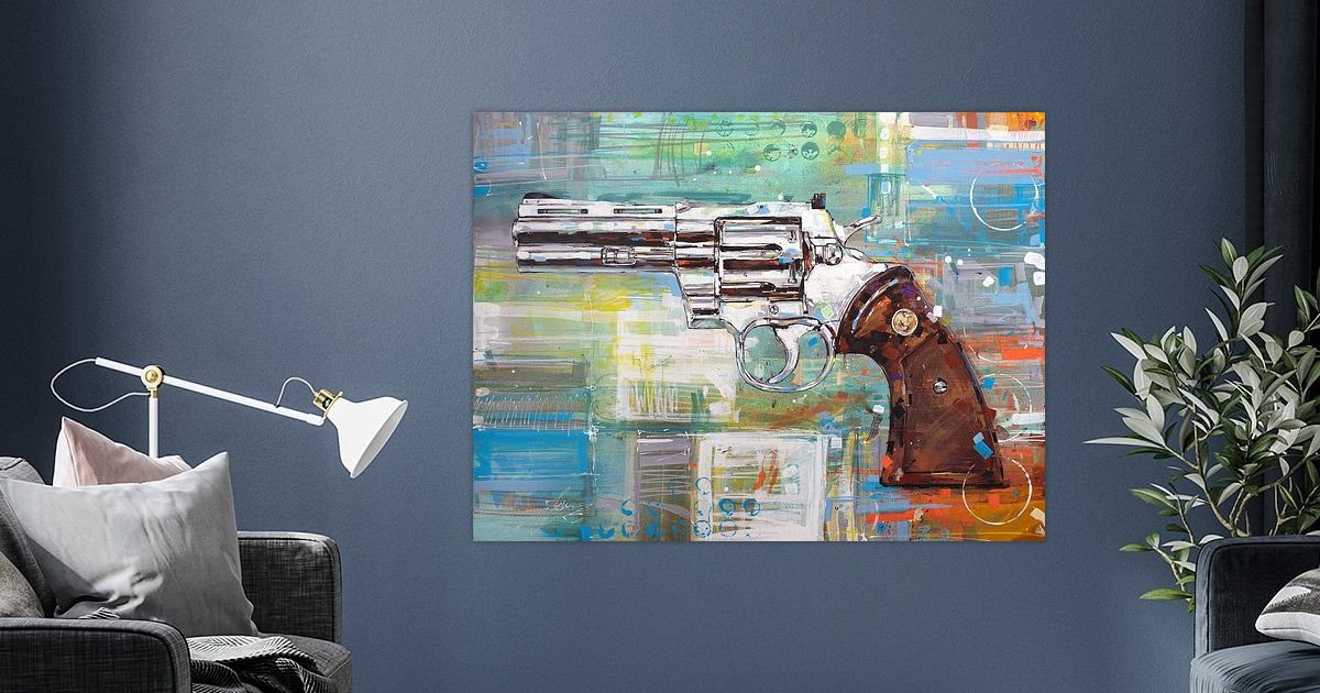 Revolver, Colt Python painting by Johannes on canvas, poster, wallpaper ...