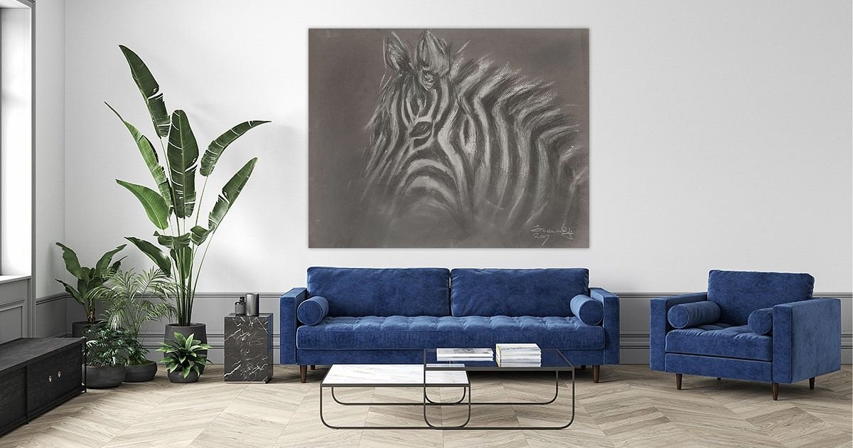 Afrikaanse zebra getekend met pastelkrijt . van Ineke de Rijk op canvas ...