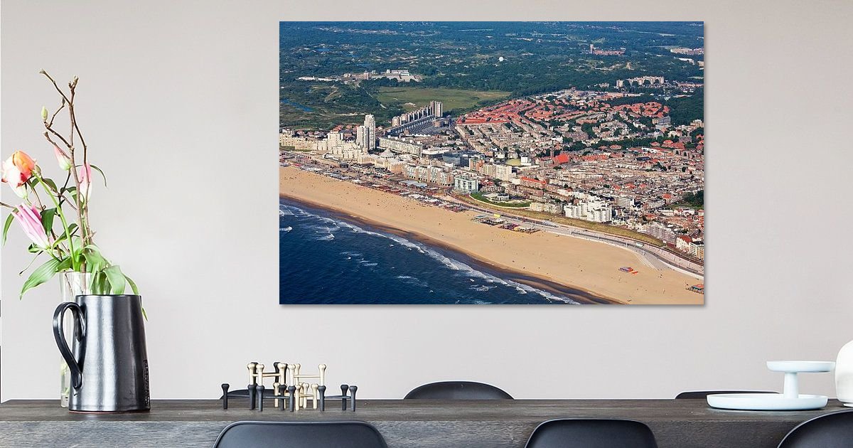 Aerial photo Scheveningen with beach by Anton de Zeeuw on canvas ...