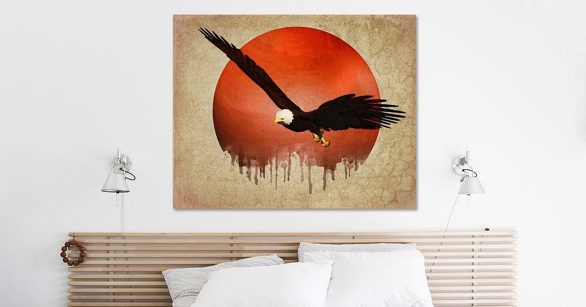 Klimaatverandering – Arend vluchtend voor een smeltende zon van Jan ...