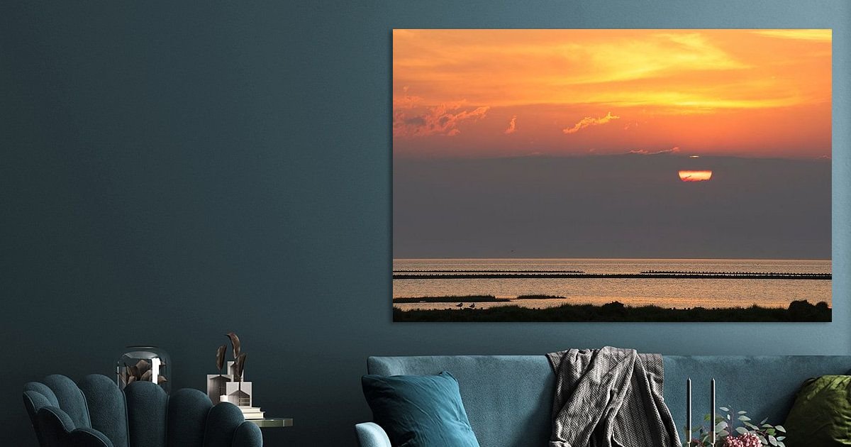 Land, licht en lagen. van Arthur de Groot op canvas, behang en meer