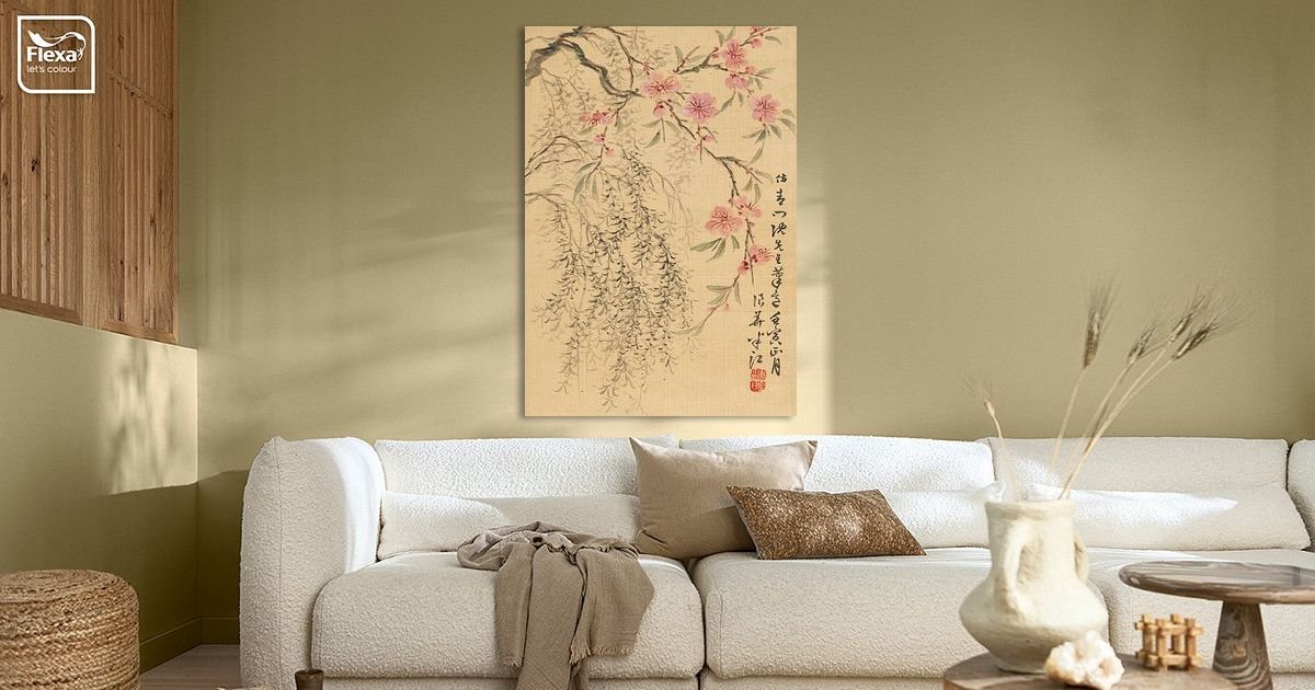 Hanko Okada. Peach Blossoms and Willows op canvas, behang, poster en meer