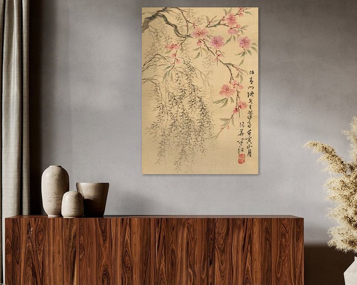 Hanko Okada. Peach Blossoms and Willows op canvas, behang, poster en meer