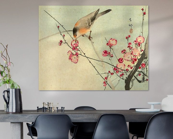 Zangvogel op bloesemtak, Ohara Koson op canvas, behang, poster en meer
