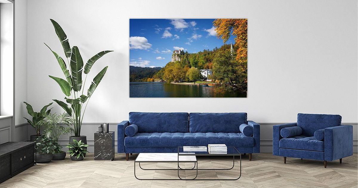 Lake Bled and Bled Castle in autumn by iPics Photography on canvas ...