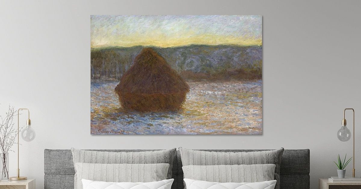 Grainstack, Thaw, Sunset, Claude Monet on canvas, poster, wallpaper and ...