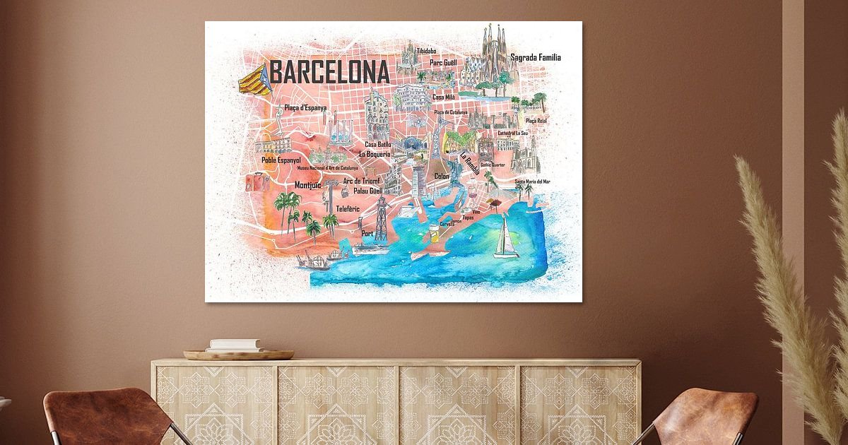Stilvolle Sehenswrdigkeiten Karte Barcelona Bild