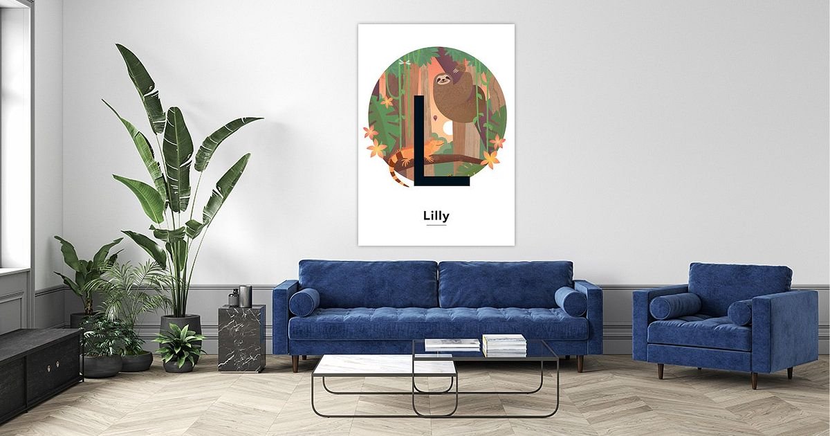 Naamposter Lilly van Hannah Barrow op canvas, behang en meer