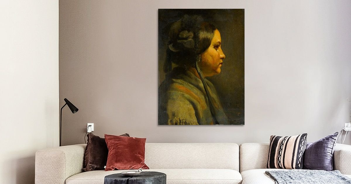 Study of the head of a young woman in profile, Matthijs Maris on canvas ...