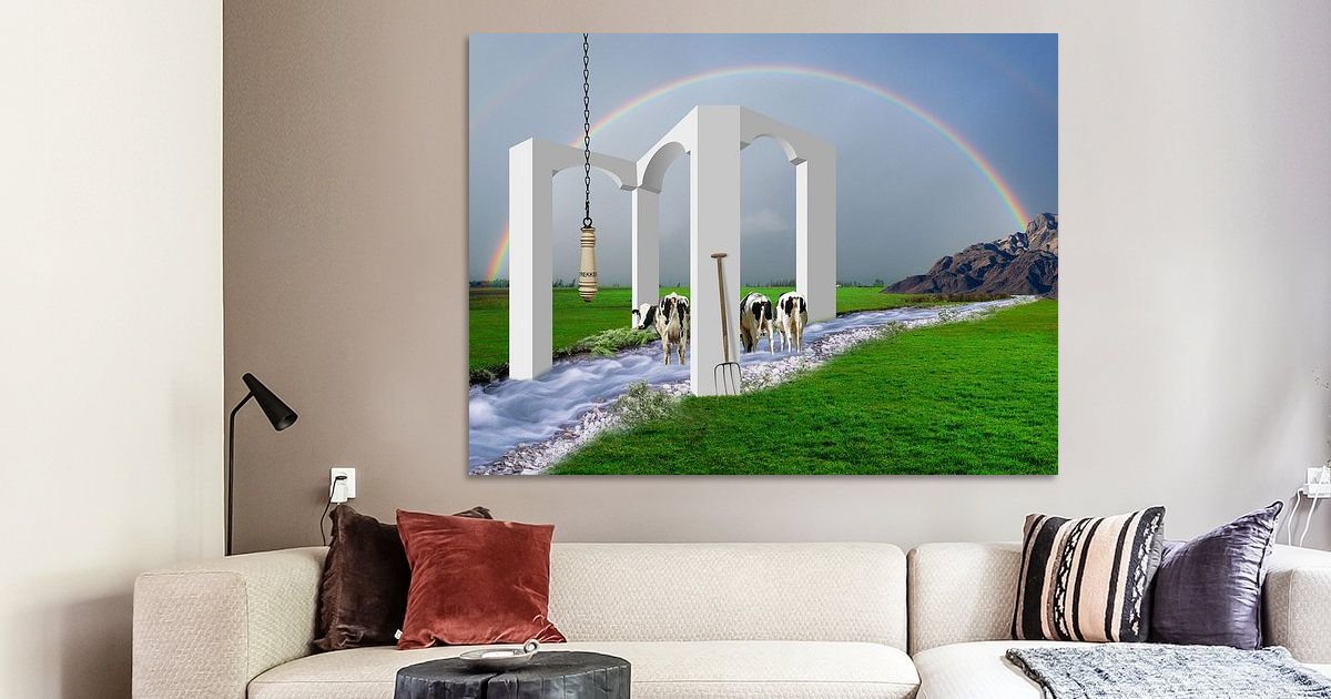 Het reinigen van de Augiasstal van Ine Tresoor op canvas, behang en meer