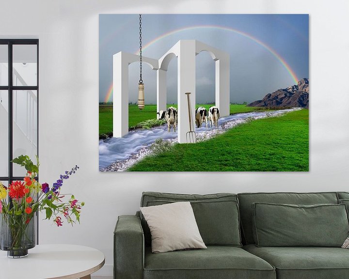 Het reinigen van de Augiasstal van Ine Tresoor op canvas, behang en meer