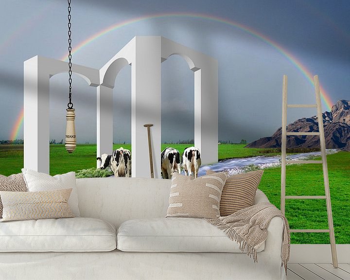 Het reinigen van de Augiasstal van Ine Tresoor op canvas, behang en meer