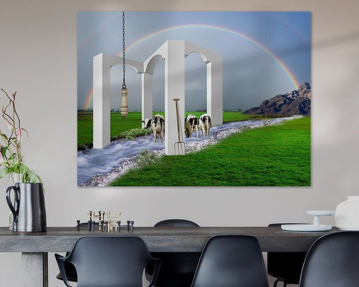 Het reinigen van de Augiasstal van Ine Tresoor op canvas, behang en meer