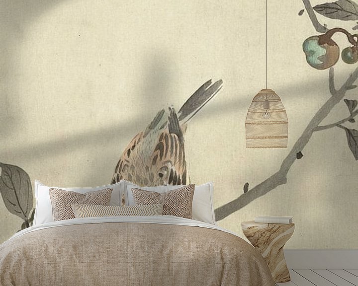 Gors op bloesemtak van Ohara Koson op canvas, behang, poster en meer