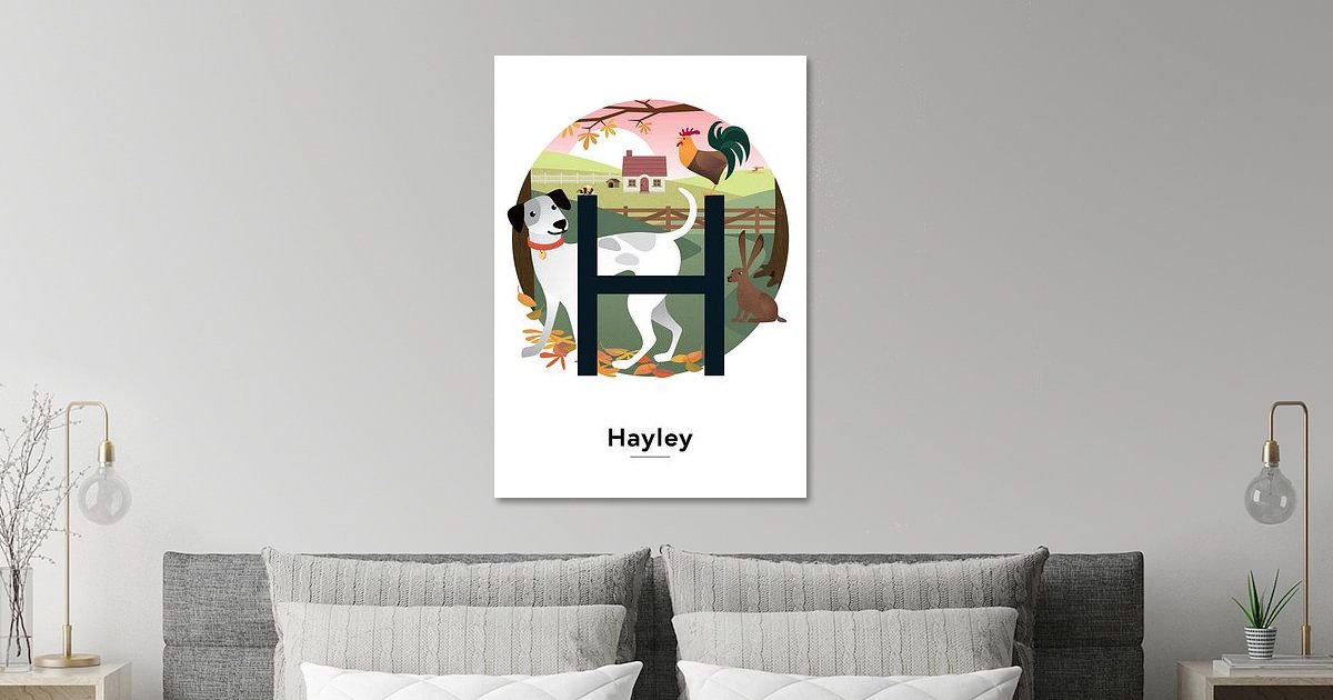 Naamposter Hayley van Hannah Barrow op canvas, behang en meer